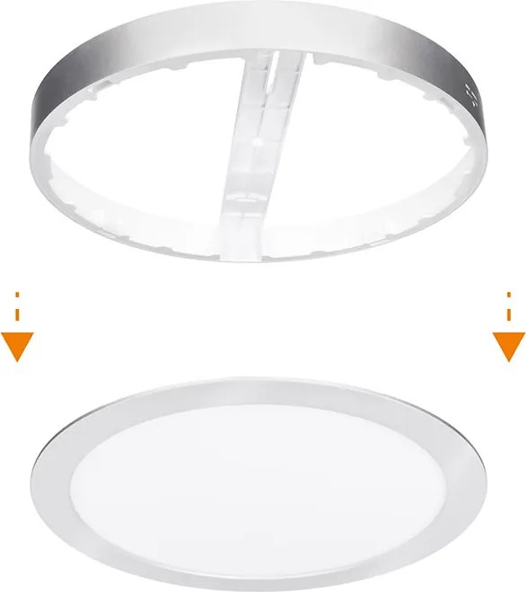 Solight LED mini panel koupelnový 2v1, 3CCT, podhledový/přisazený, 18W, 1530lm, IP54, stříbrná, kulatý