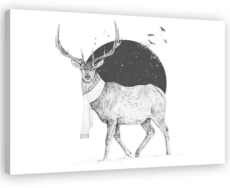 Gario Obraz na plátně Jelen s šátkem proti měsíci - Rykker Rozměry: 60 x 40 cm