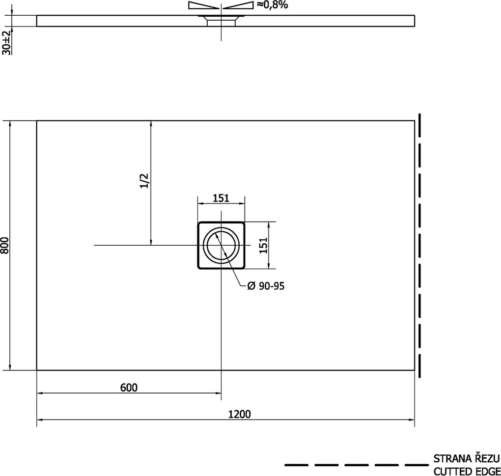 Polysan Polysan, FLEXIA sprchová vanička z litého mramoru s možností úpravy rozměru 120x80x3cm, 77922