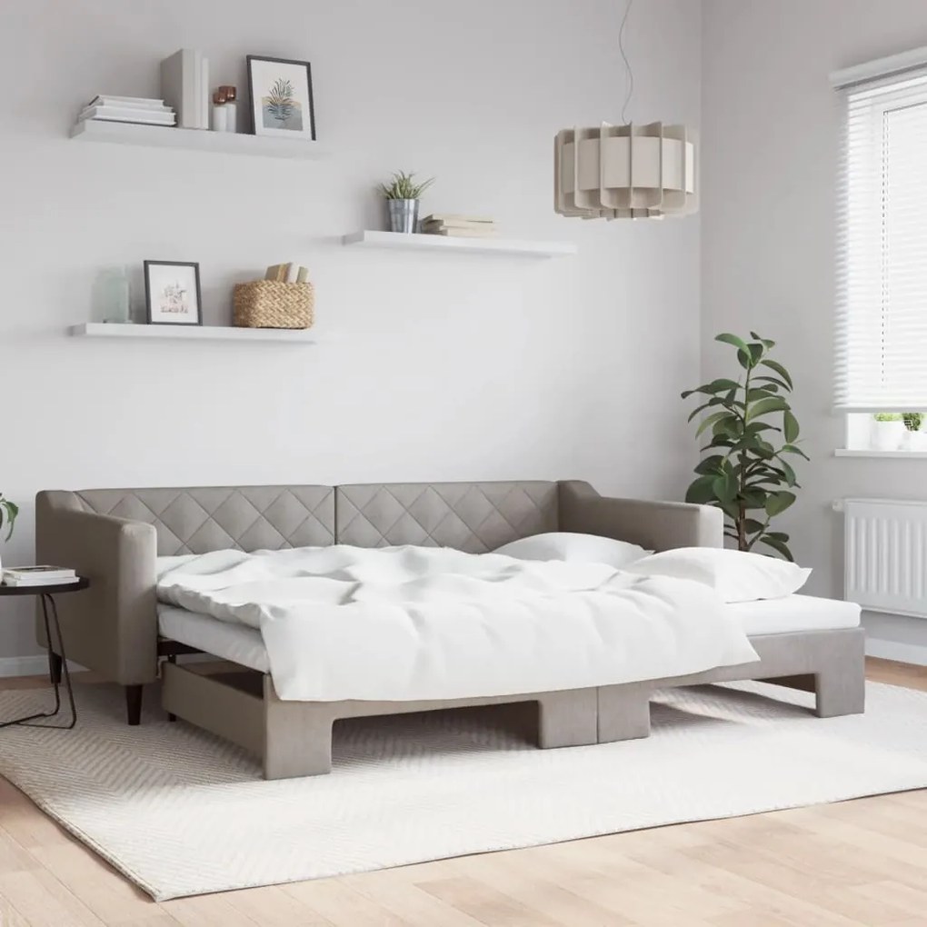 Válenda s přistýlkou taupe 90 x 200 cm textil 3197429