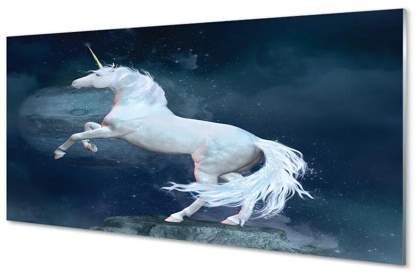 akrylový obraz Unicorn planet sky 125x50 cm
