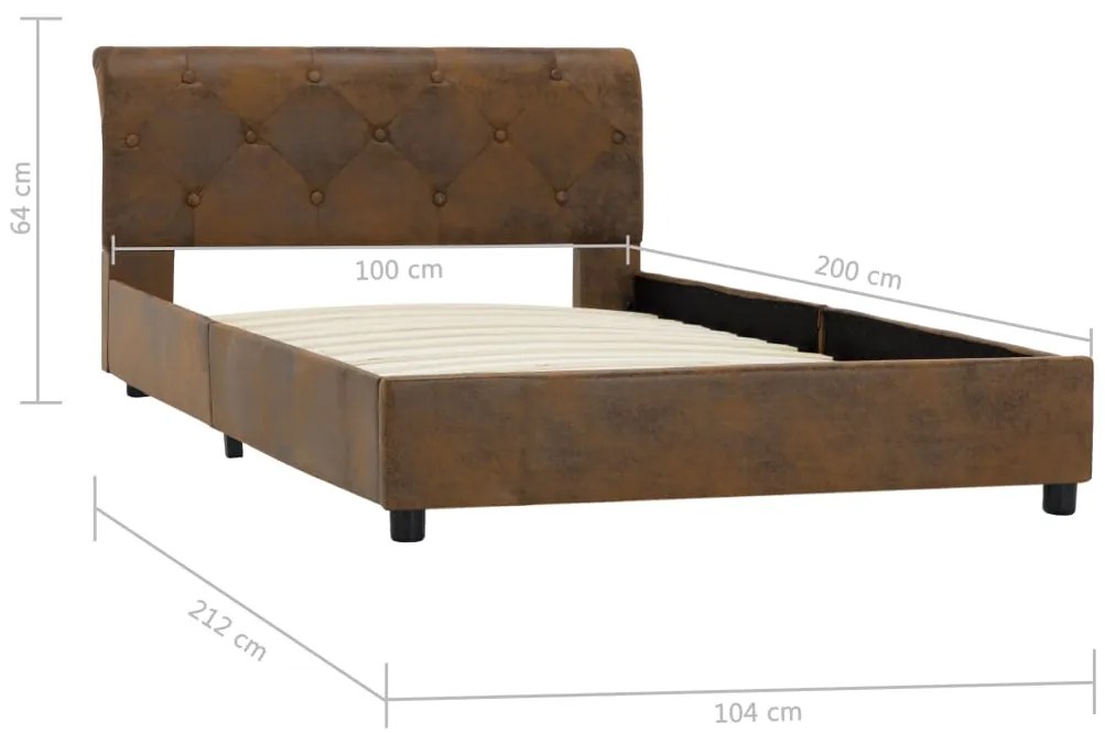 vidaXL Marketos Rám postele hnědý umělá broušená kůže 100 x 200 cm