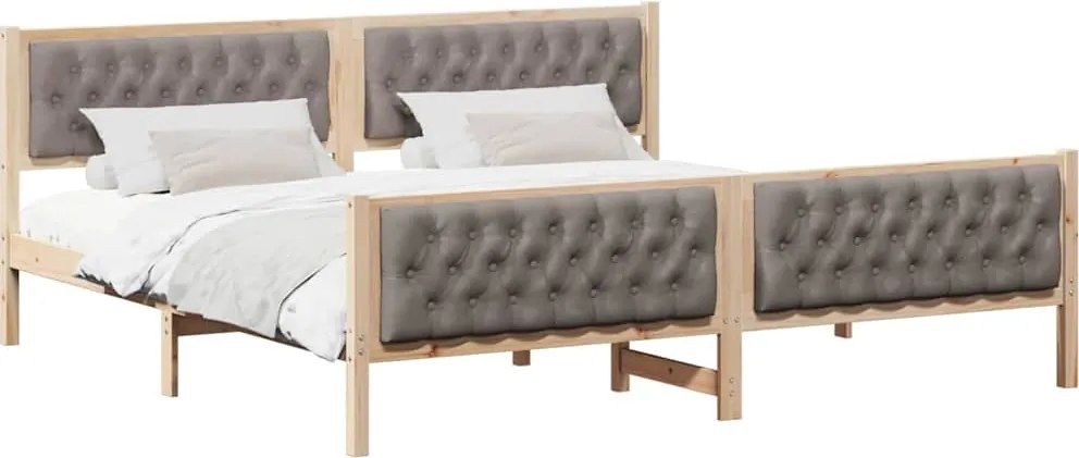 Rám postele s čelo Taupe 200 x 200 cm Masivní borové dřevo 3394271