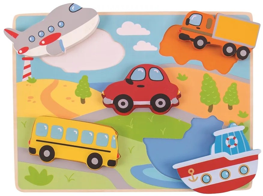 Bigjigs Toys Vkládací puzzle dopravní prostředky