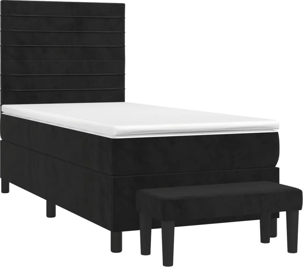 Box spring postel s matrací černá 90x200 cm samet 3137883