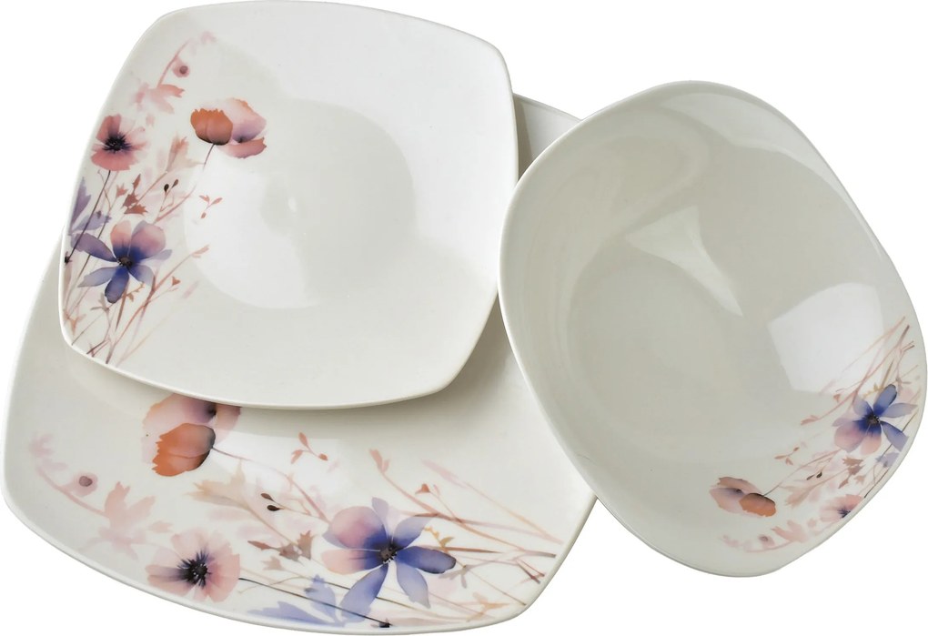 Porcelánová jídelní sada LEA Delicate 18 ks bílá/růžová