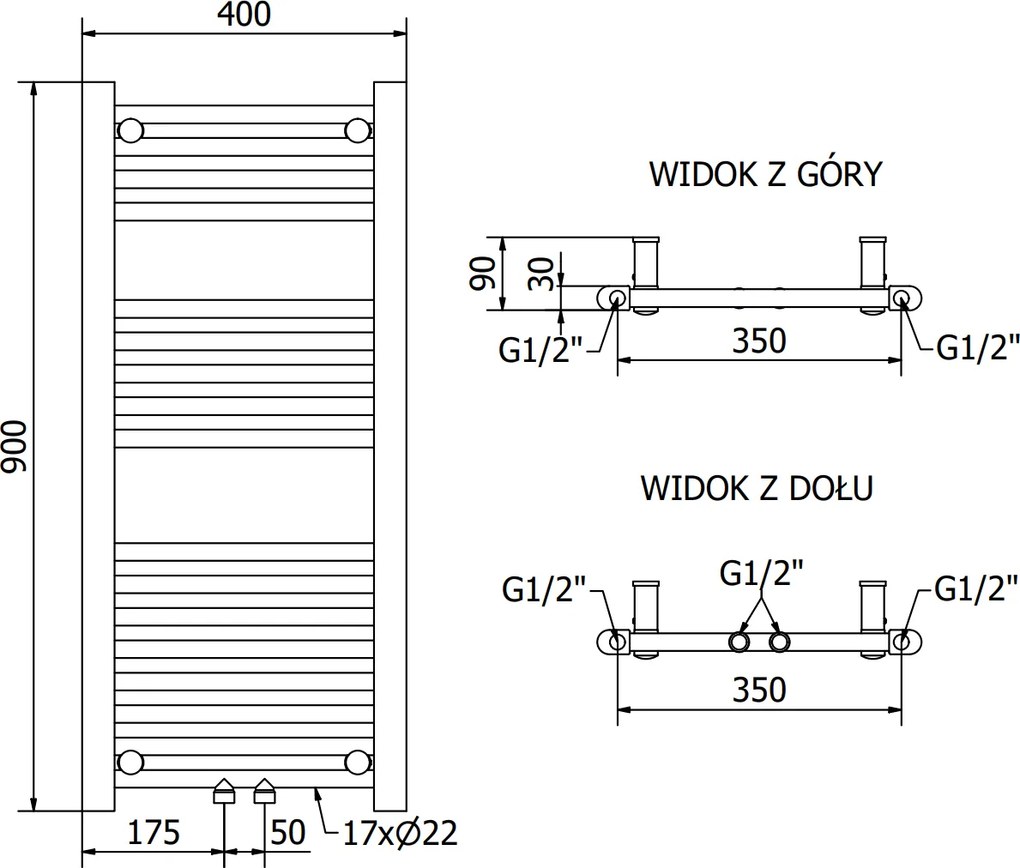 Mexen Mars, elektrické topné těleso 900 x 400 mm, 300 W, černá, W110-5900-400-6300-70