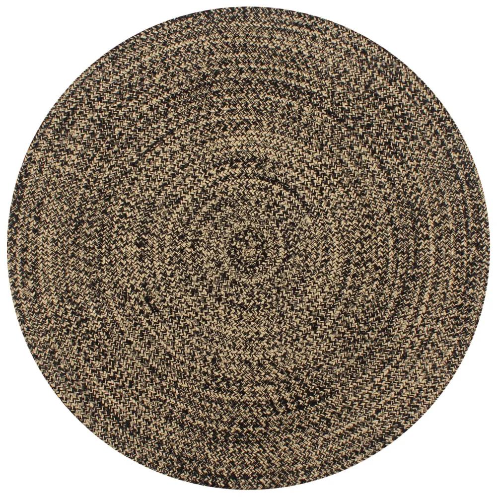 Ručně vyráběný koberec juta - černý a přírodní | 120 cm