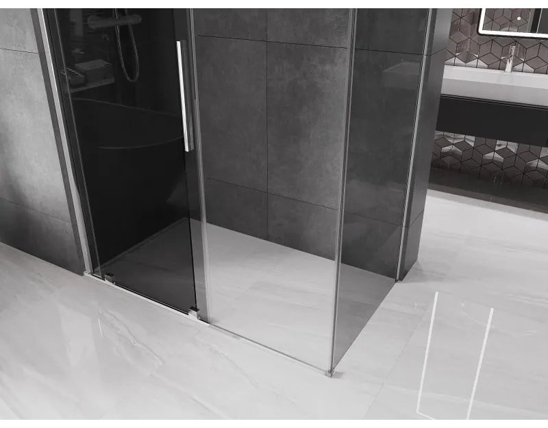 Mexen Velar, sprchový kout s posuvnými dveřmi 130 x 70 cm, 8mm šedé sklo, chromová, 871-130-070-41-01