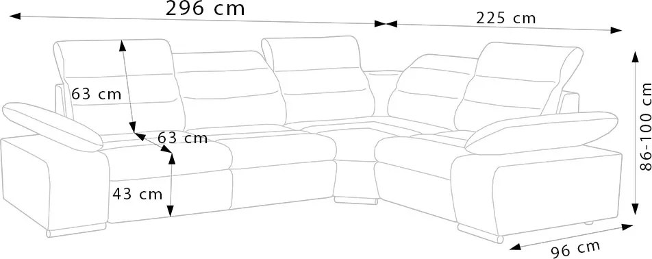 Sedací souprava Korfu mini | PRAVÁ | 296x225 cm | rozkládací, bez úložného prostoru | VÝBĚR TKANIN