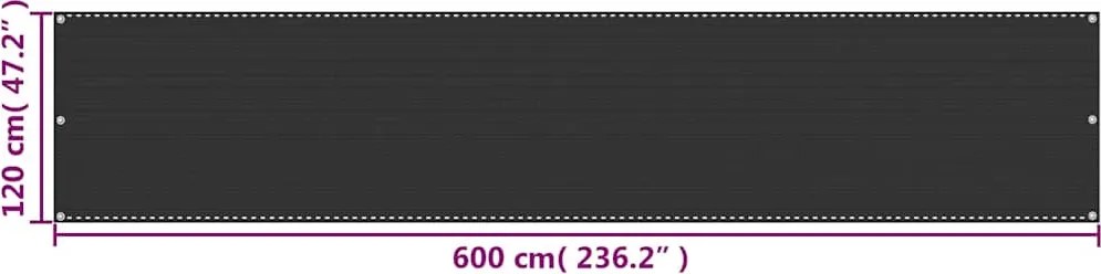 Balkonová zástěna antracitová 120 x 600 cm HDPE 310847