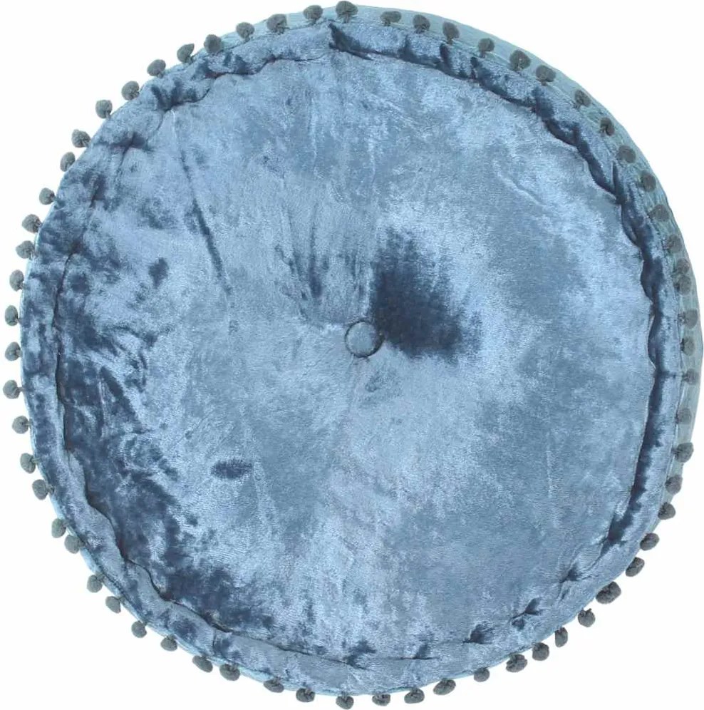 Kulatý taburet samet 40 x 20 cm modrý 287566
