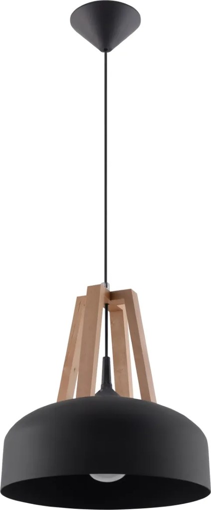 Sollux Lighting Závěsné svítidlo CASCO černé/přírodní dřevo