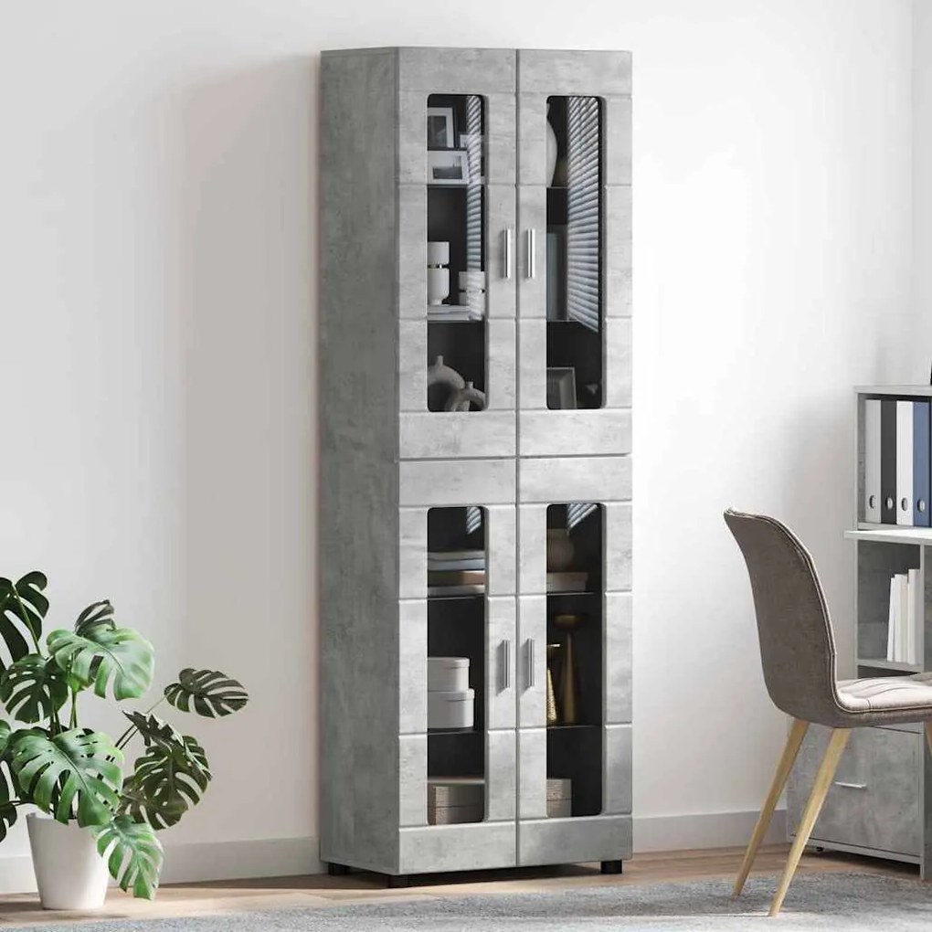 Vysoký bufet FLORIN 60 x 35 x 182 cm Betonově šedá 3397907