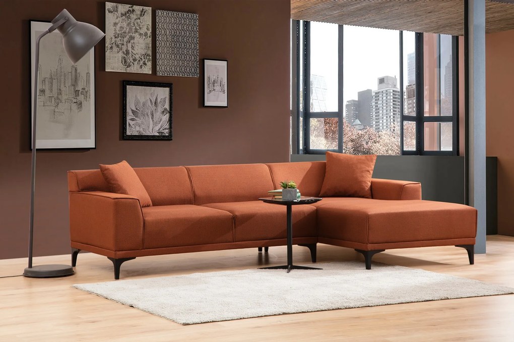 Hanah Home Rohová pohovka PETRA oranžová pravá 560ARE1606