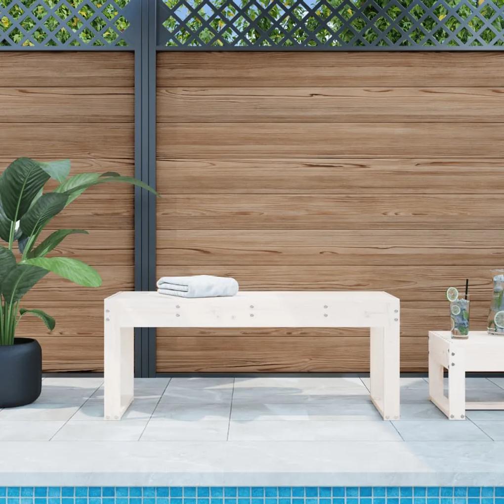 vidaXL Zahradní lavice bílá 110 x 38 x 45 cm masivní borové dřevo