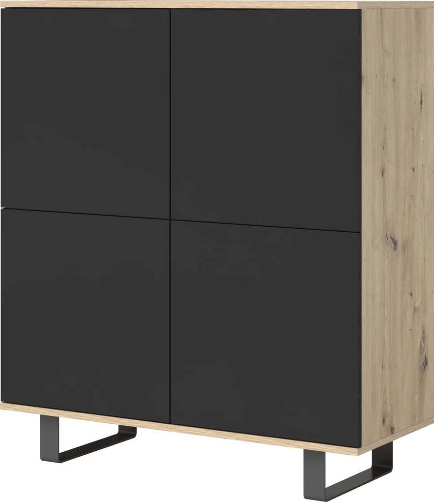 Eka Komoda s kovovými nohami EMI 4D 100 cm Barva dřeva: Dub Artisan