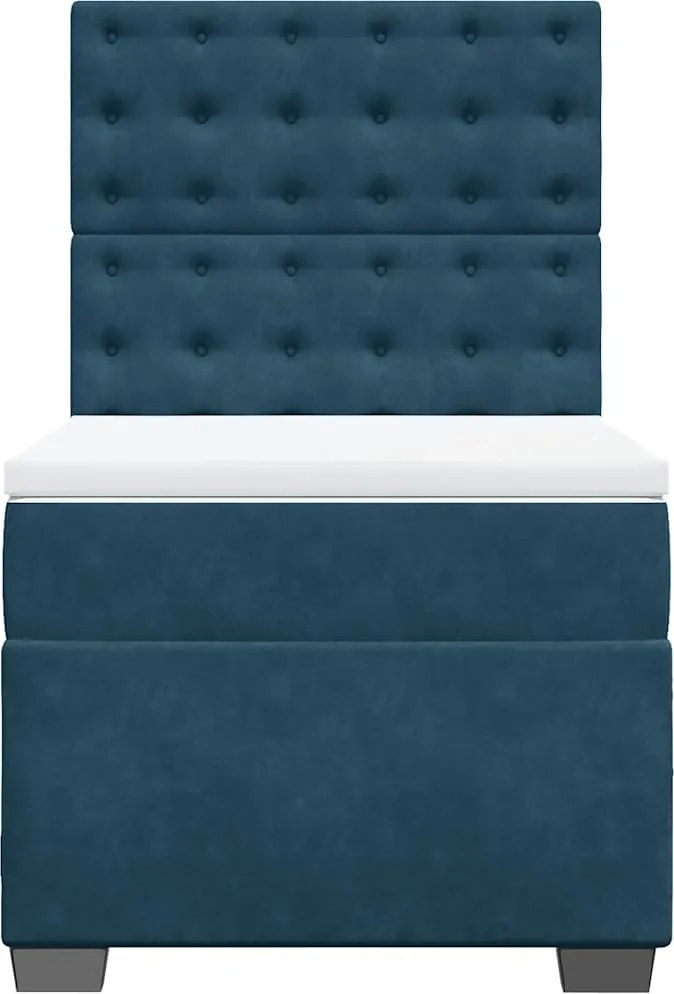 Box spring postel s matrací modrá 100 x 200 cm samet 3293150