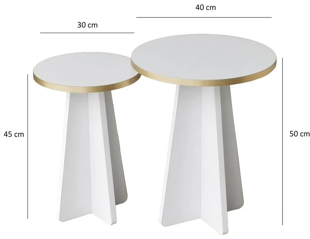 Set 2 ks konferenčních stolků Madeline 2 (zlatá + bílá). 1089599