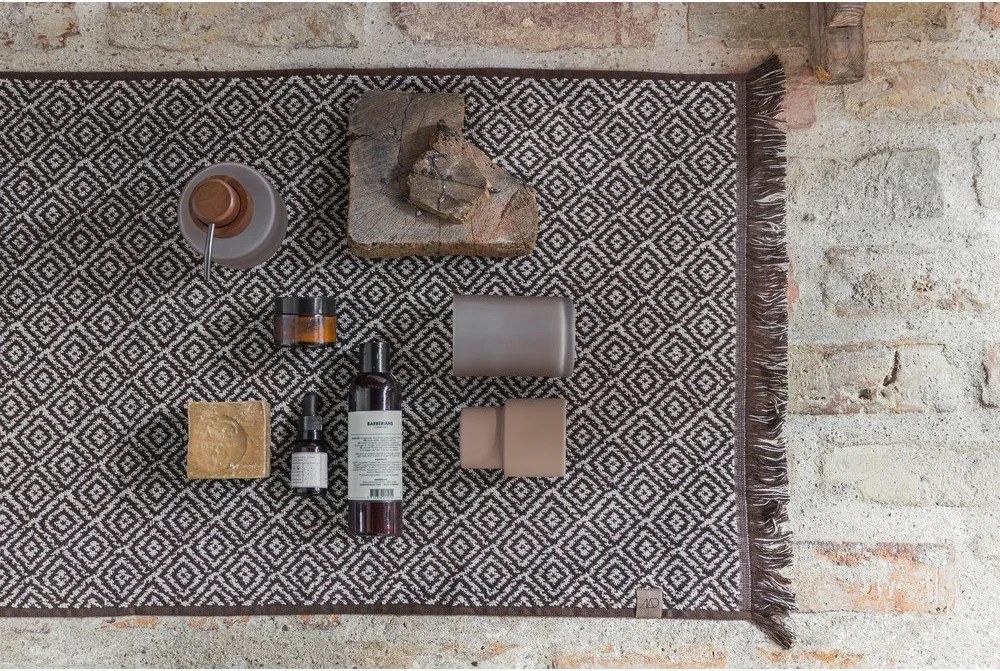 Tmavě hnědá textilní koupelnová předložka 50x80 cm Morocco – Mette Ditmer Denmark