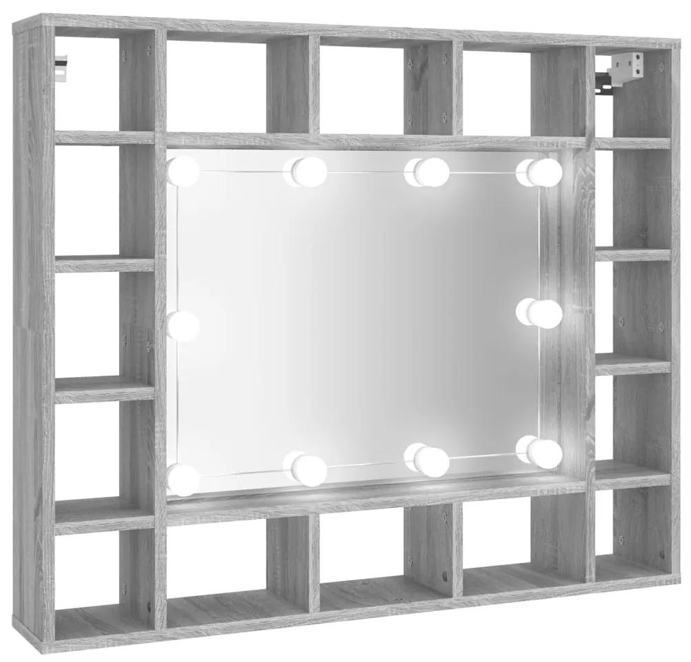 Zrcadlová skříňka s LED šedá sonoma 91 x 15 x 76,5 cm - Default Title