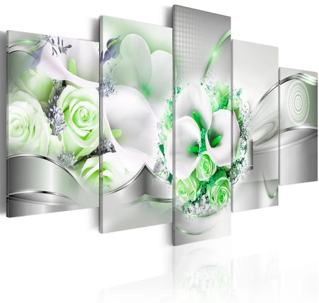Smaragdové květiny (200x100 cm) - Murando DeLuxe
