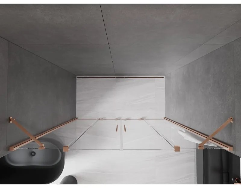 Mexen Velar Duo, posuvné dveře do otvoru 180x200 cm, 8mm čiré sklo, měděná matná, 871-180-000-02-65