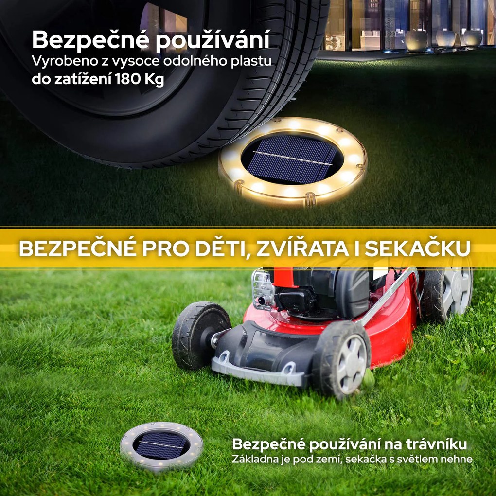 Bezdoteku LEDsolar venkovní světlo k zapíchnutí do země ABS 4 ks, 12 LED, bezdrátové, iPRO, 1W, teplá barva