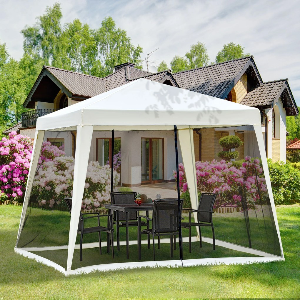 Gartenpavillon Pavillon Festzelt Partyzelt wetterfest Zelt mit Moskitonetz Metall + Polyester Cremeweiß 3 x 3 m
