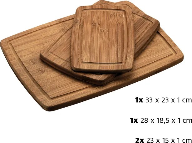 Sada bambusových krájecích desek, 3 ks v různých rozměrech