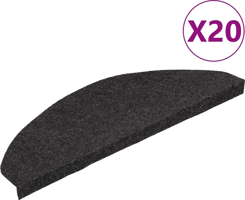 Samolepicí podložky na schody 20 ks černé 65x22,5x3,5 cm 3365906