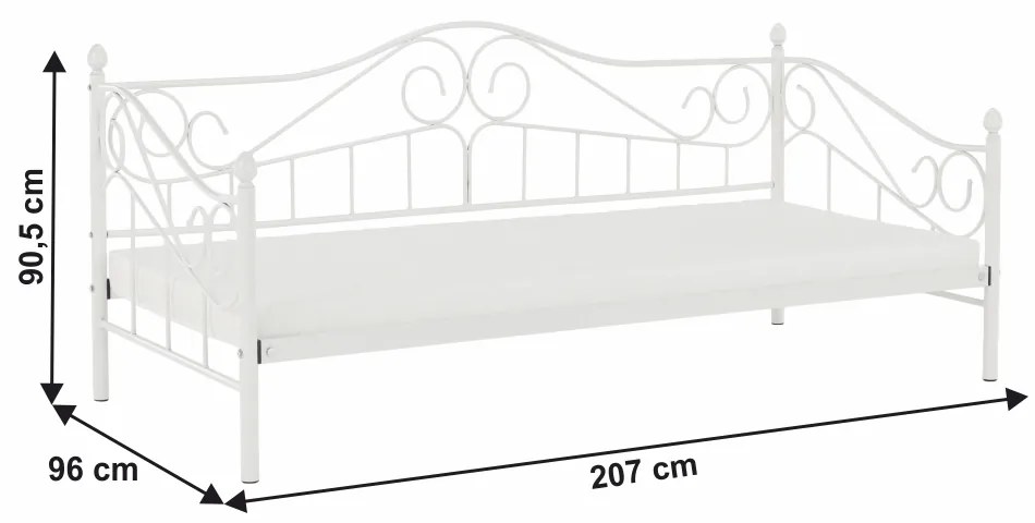 Tempo Kondela Kovová postel DAINA 90x200, bílá