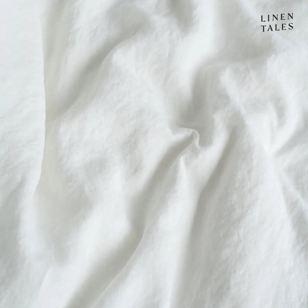 Bílé napínací lněné prostěradlo 200x200 cm White – Linen Tales