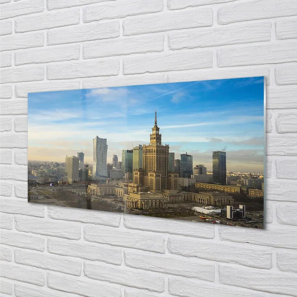 Obraz na skle Panorama Varšava mrakodrapů 125x50 cm
