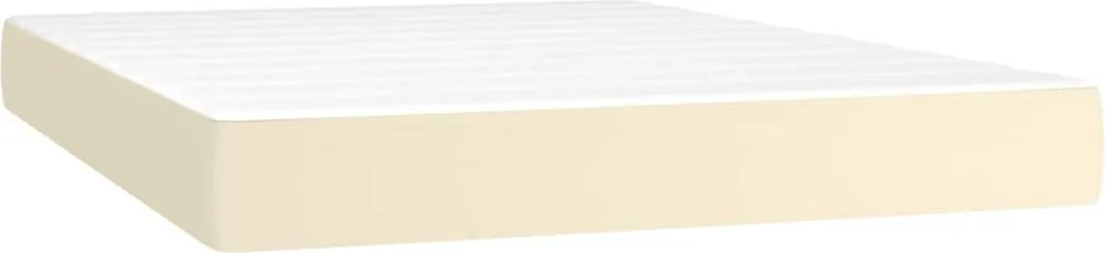 Box spring postel s matrací a LED krémová 140x200 cm umělá kůže 3134107