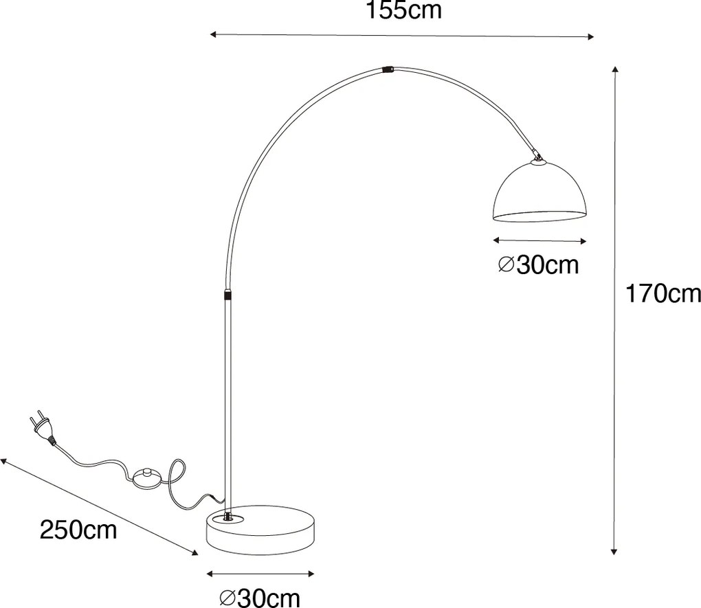 Chytrá oblouková stojací lampa černá s kouřovým sklem vč. WiFi G95 - Arc