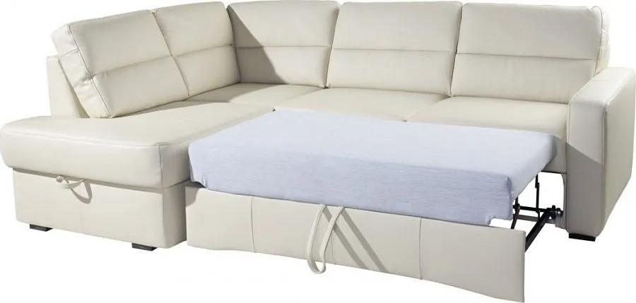 Casarredo - Komfort nábytek Rohová sedací souprava EDGAR rozkládací, s úložným prostorem, kůže | potah: kůže Magnolia,Vyberte si provedení rohu:: roh na levé straně
