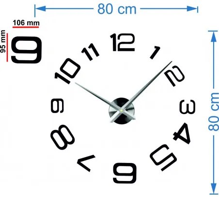 Moderní nalepovací nástěnné hodiny | 3D hodiny 12S053-Wanduhr HEU-