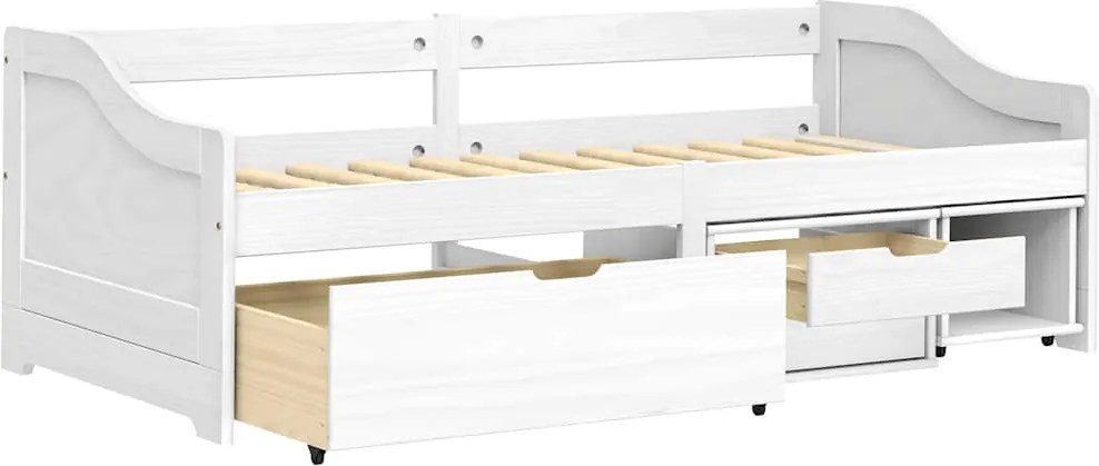 Válenda se 3 zásuvkami IRUN bílá 90x200 cm masivní borové dřevo 3185214
