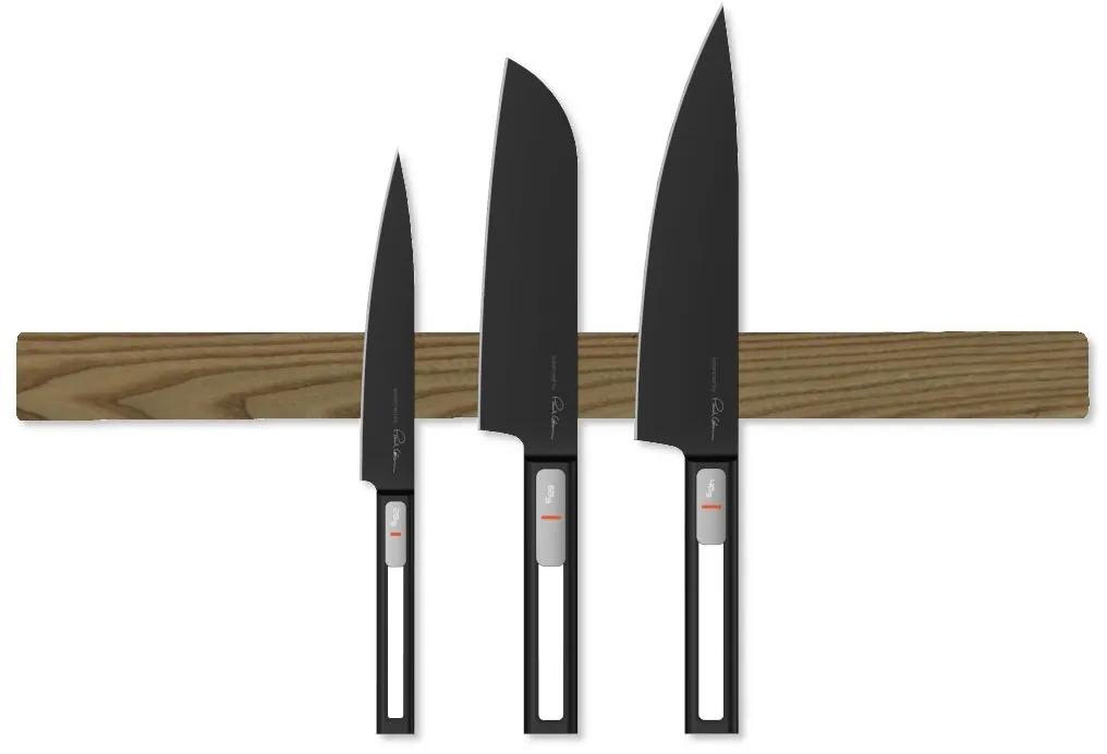Wook | dřevěná magnetická lišta na nože - jilm montáž: montáž na zeď, velikost: 60 x 4 x 2cm (11 nožů)