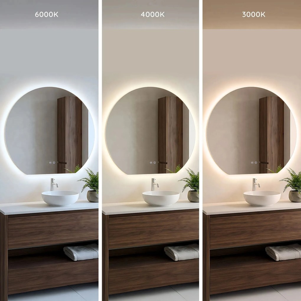 Rea Zrcadlo ⌀70 cm s vyhříváním a regulovatelným LED osvětlením HOM-00909