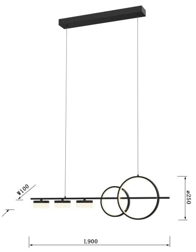 Wofi 7030-502 - LED Stmívatelný lustr na lanku MESSINA LED/40W/230V černá