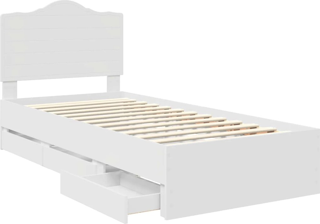 Rám postele se zásuvkou Bílý 75 x 190 cm Inženýrské dřevo 3413464