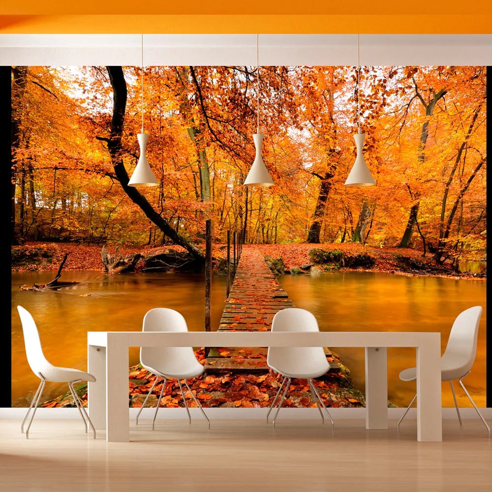 Fototapeta Bimago - Autumn bridge + lepidlo zdarma 200x154 cm