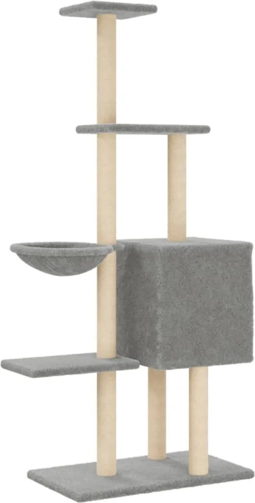 Škrabadlo pro kočky se sisalovými sloupky světle šedé 145 cm 172095