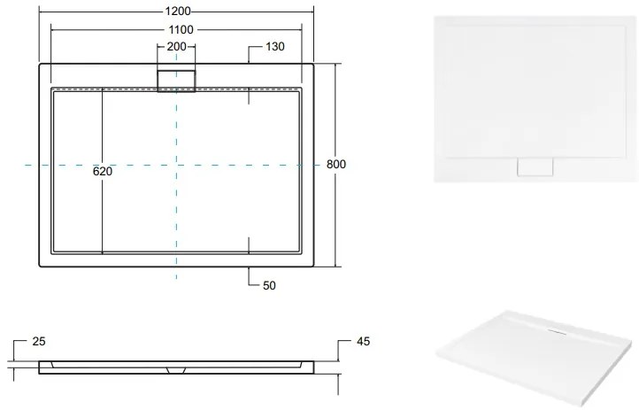 Besco Axim UltraSlim obdélníková sprchová vanička Rozměr vaničky: 110x90cm