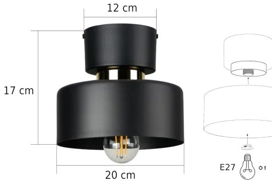 Stropní svítidlo IGNIA 1xE27/60W/230V černá/zlatá