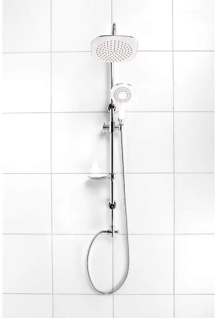 Invena Elea, sprchový sloup h-960 s ruční a hlavovou sprchou, chromová-bílá, INV-AU-82-001-M
