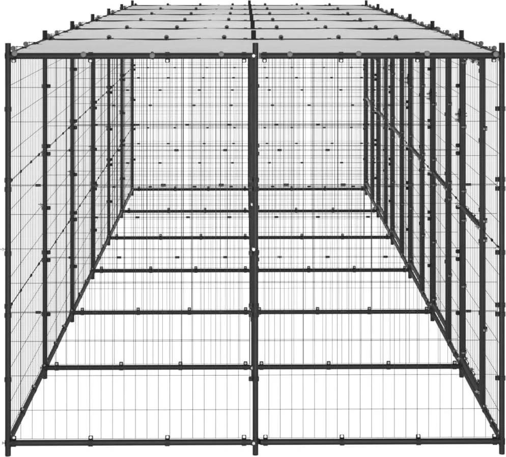 vidaXL Venkovní psí kotec se střechou pozinkovaná ocel 14,52 m² [3082253] Barva: Černo-stříbrný