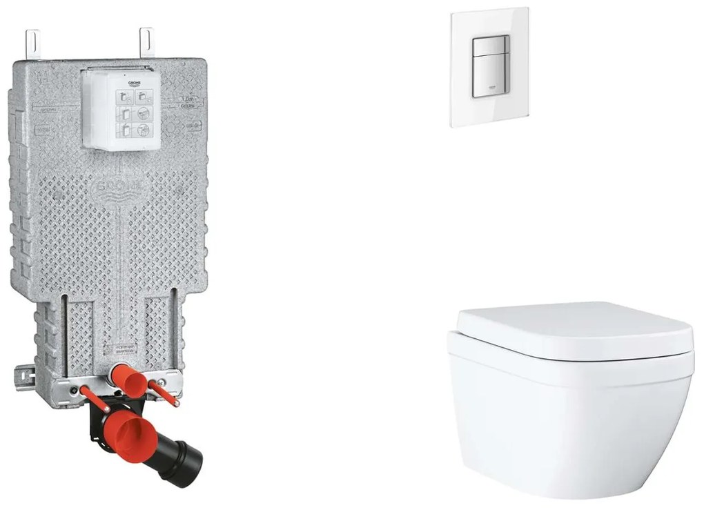 Grohe Uniset - Set předstěnové instalace, klozetu, sedátka SoftClose a tlačítka Skate Cosmopolitan, Triple Vortex, Moon White SANI15BB3107
